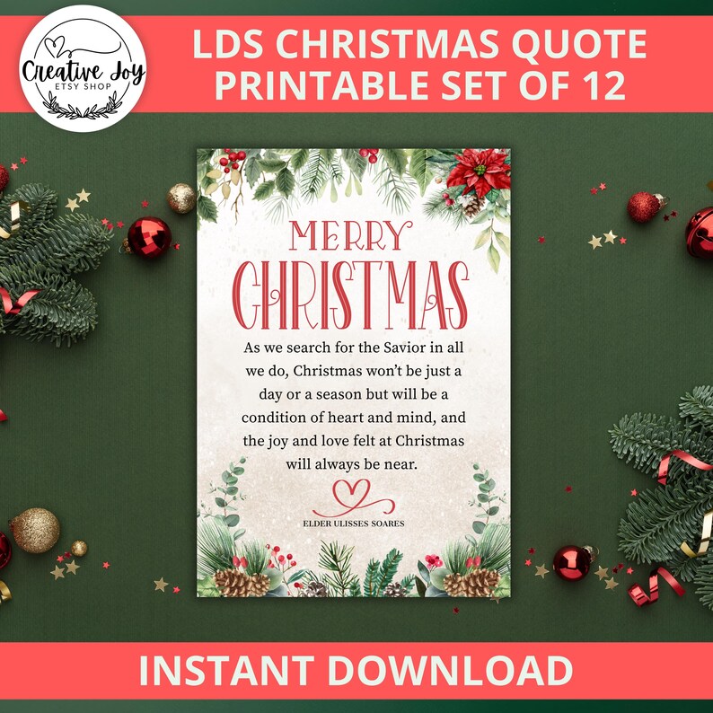 LDS Christmas Quote Printable Set of 12 | Inspirational Christmas ...