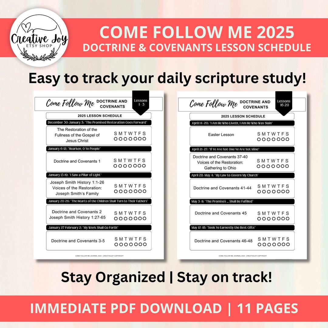 Come Follow Me 2025 Doctrine and Covenants Lesson Schedule & Reading Tracker | LDS Scripture ...