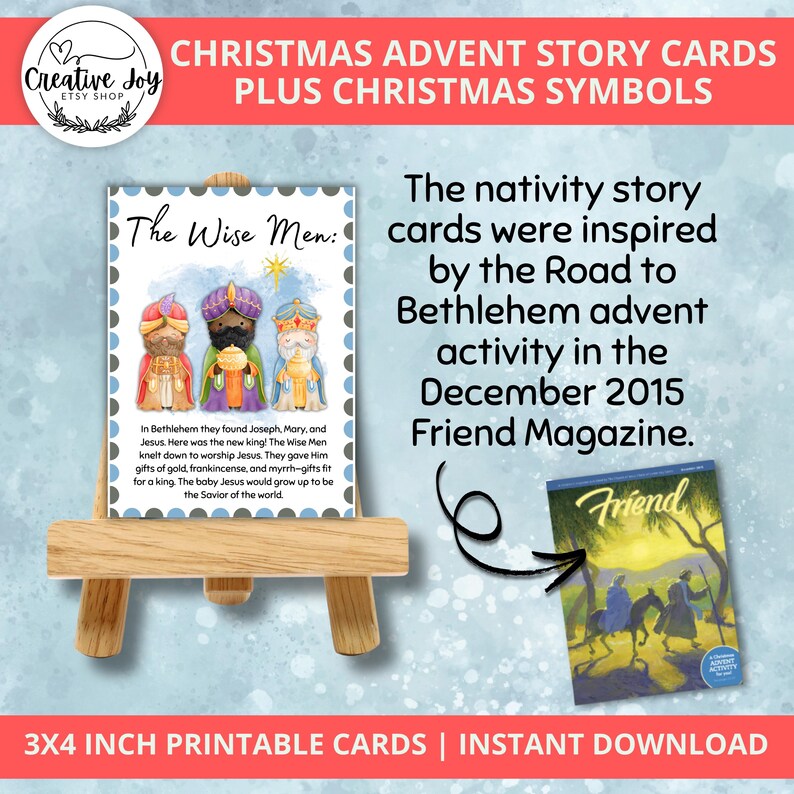 Christmas Advent Story Cards + Christmas Symbols | 25 Printable Cards ...