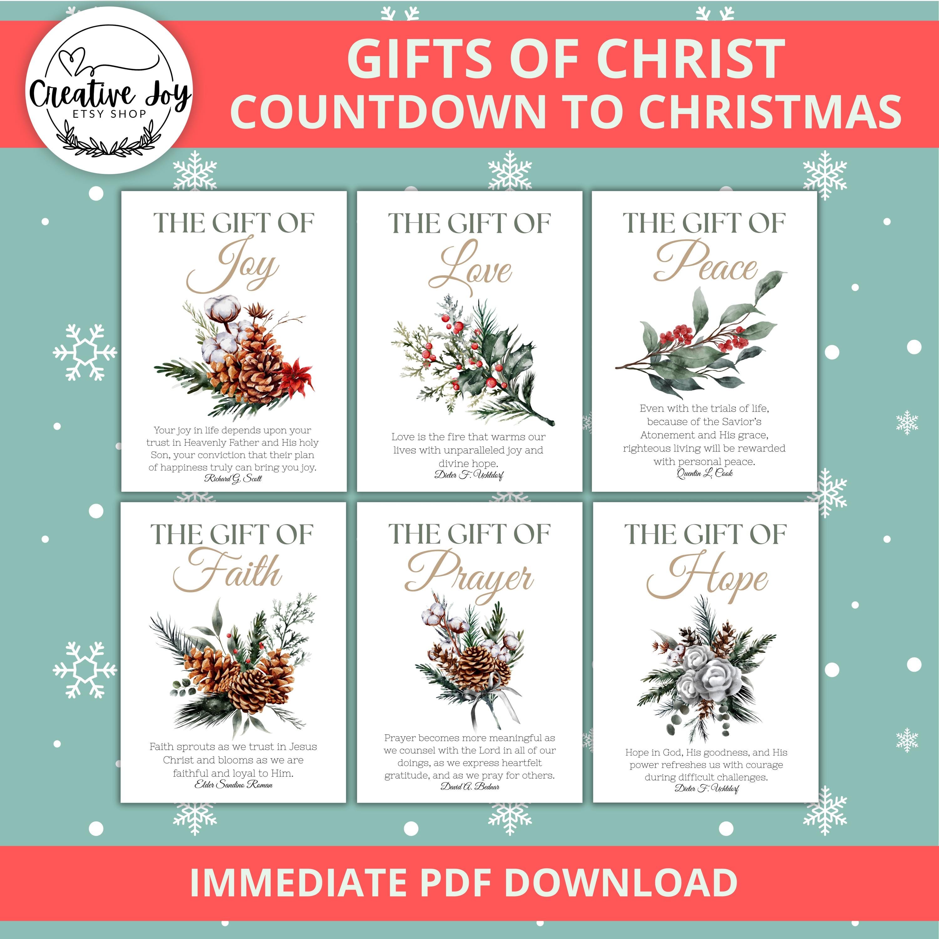 Gifts of Christ Christmas Countdown Cards | 30 Printable Cards ...