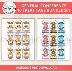 LDS General Conference Treat Tag Bundle Set of 10 Printable | Young ...
