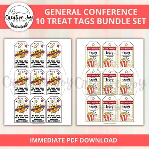 LDS General Conference Treat Tag Bundle Set of 10 Printable | Young ...