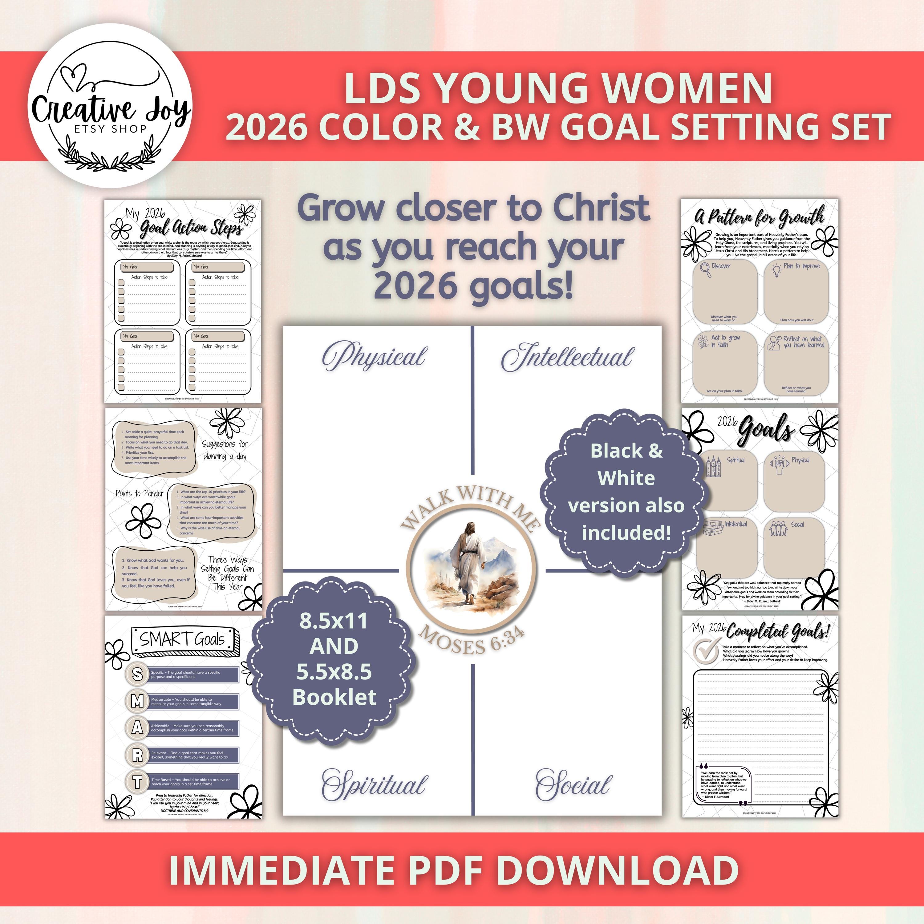 LDS Young Women 2026 Goal Setting Printable | Walk With Me Theme | Goal ...