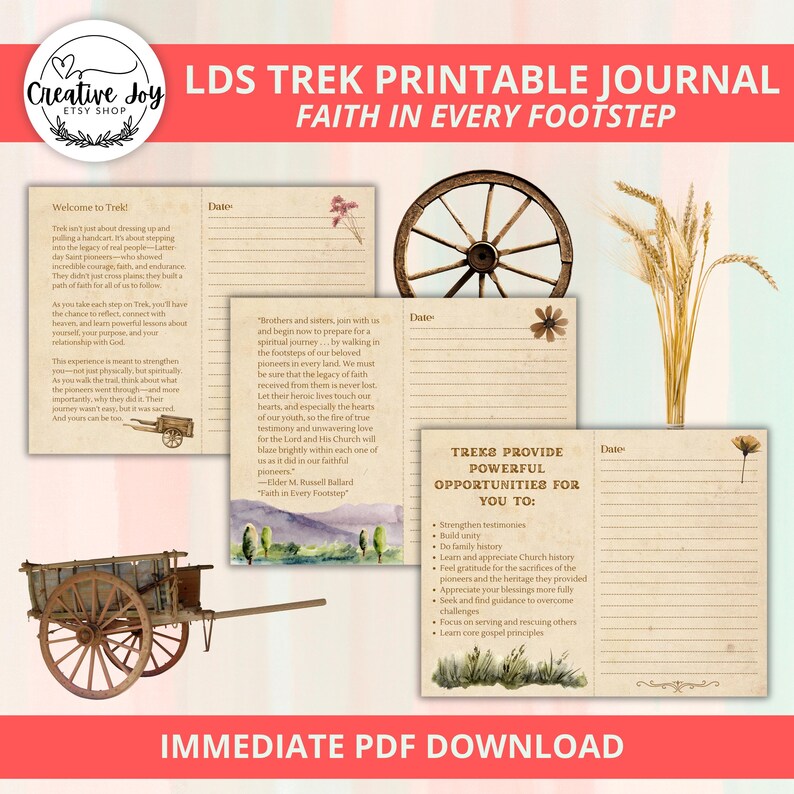 LDS Trek Journal Printable | Pioneer Handcart Trek | Faith Quotes ...