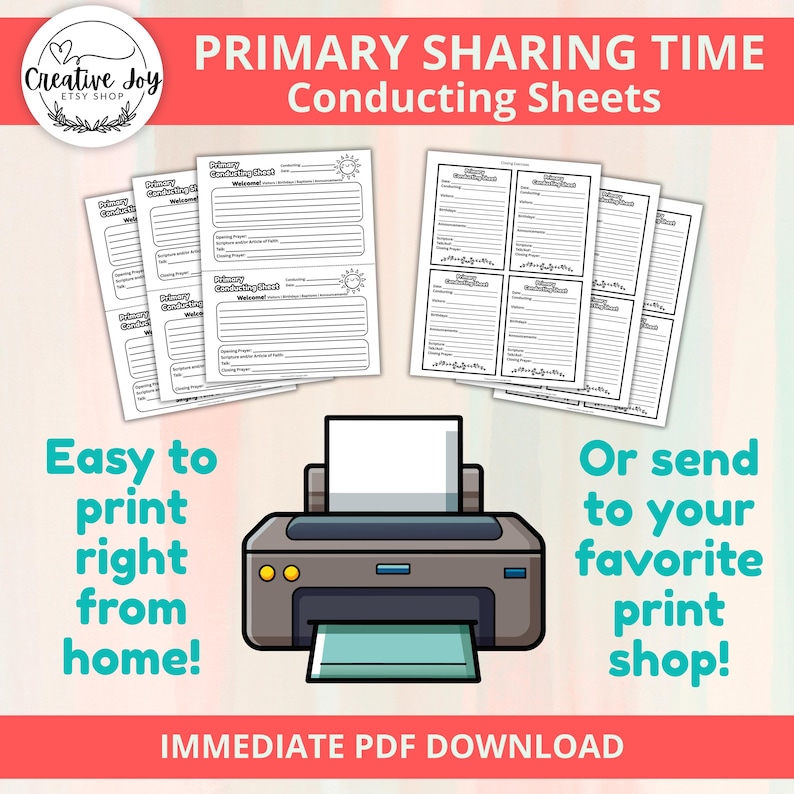 LDS Primary Sharing Time Conducting Sheets | Primary Presidency Helps ...