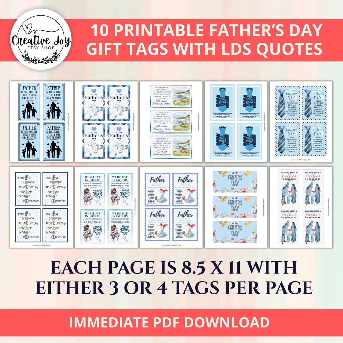 LDS Father’s Day Gift Tags | Set of 10 Printable Cards With ...