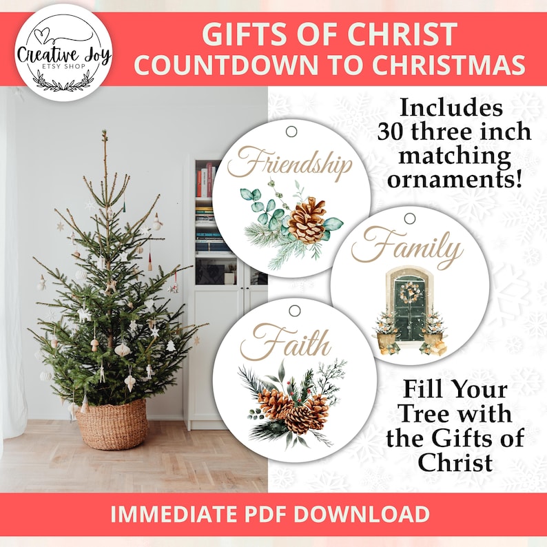 Gifts of Christ Christmas Countdown Cards | 30 Printable Cards ...