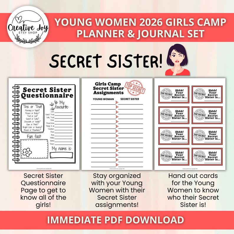 2026 LDS Young Women Girls Camp Planner & Journal Bundle | Editable ...