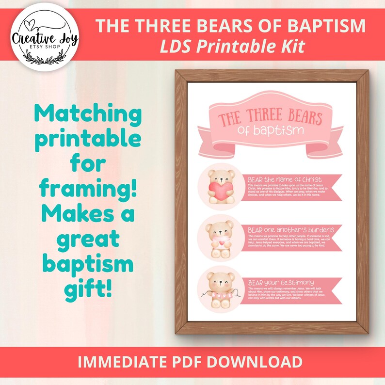 The Three Bears of Baptism LDS Printable Kit | Baptism Bears | It's ...