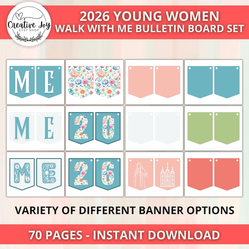 2026 Young Women Bulletin Board Set | Walk With Me LDS Youth Theme ...