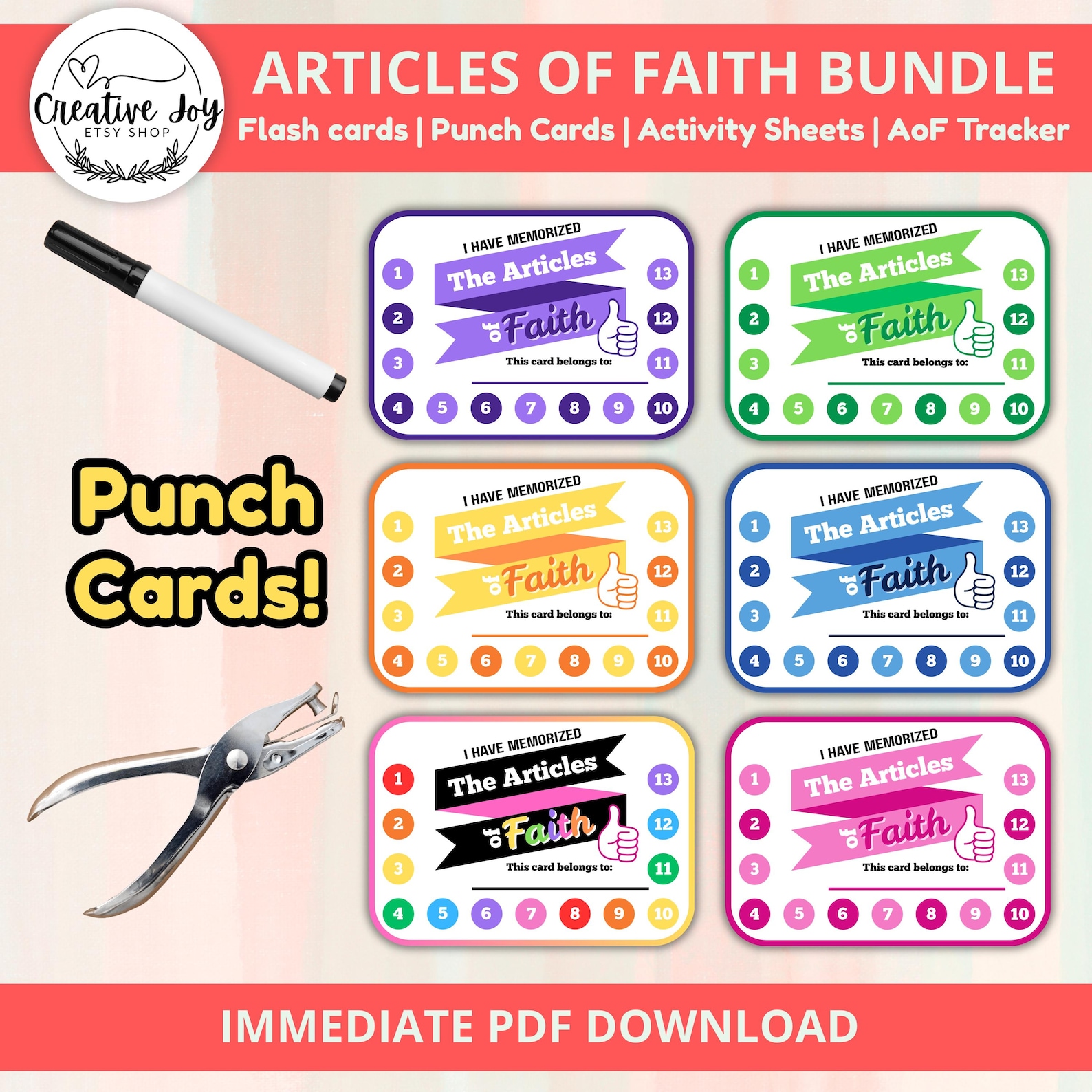 LDS Articles of Faith Printable Bundle | Articles of Faith Flash Cards ...