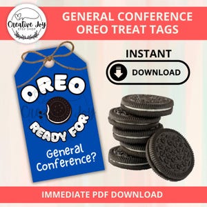 LDS General Conference OREO Treat Tag Printable | Young Women | Young ...
