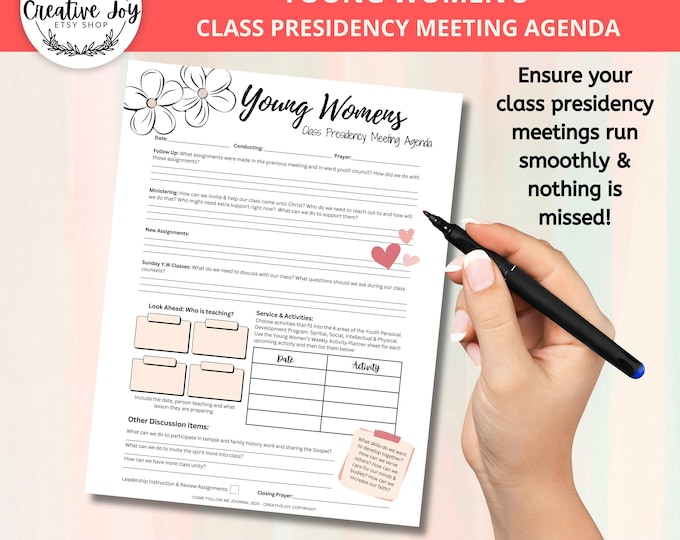LDS Young Women Class Presidency Meeting Agenda | Church of Jesus ...