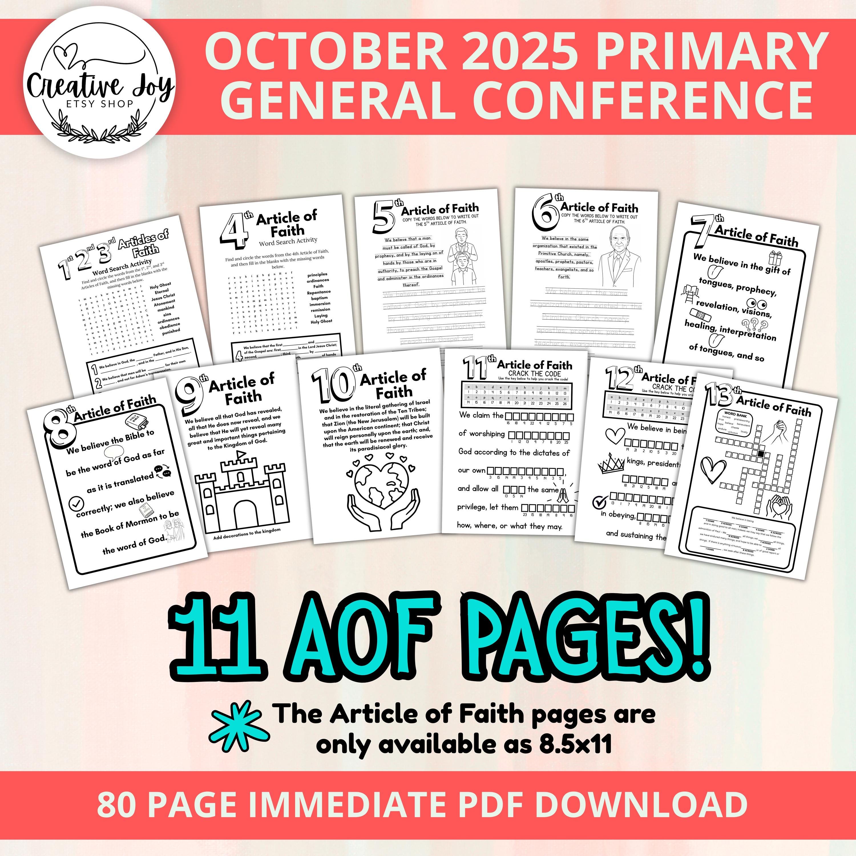 Primary LDS General Conference Packet October 2025 | 80 Fun Activities ...