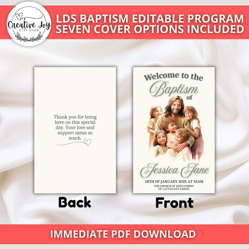 LDS Baptism Program Template | Editable Canva Template | Instant ...