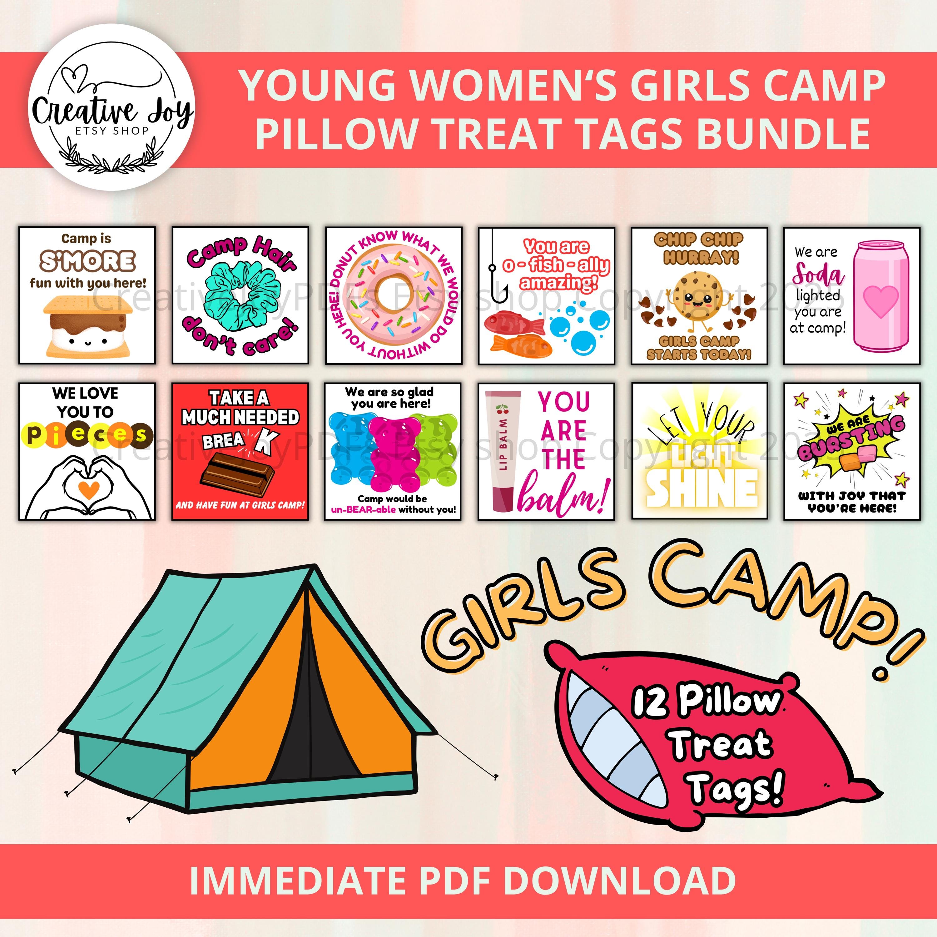 LDS Girls Camp Treat Tags Printable | Girls Camp Gift Tags | Pillow ...