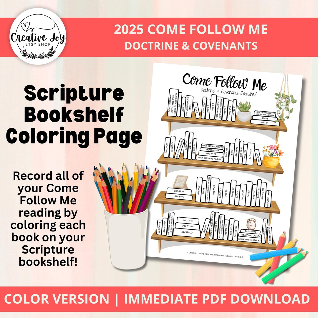 2025 Come Follow Me | Doctrine and Covenants Bookshelf Reading Tracker ...