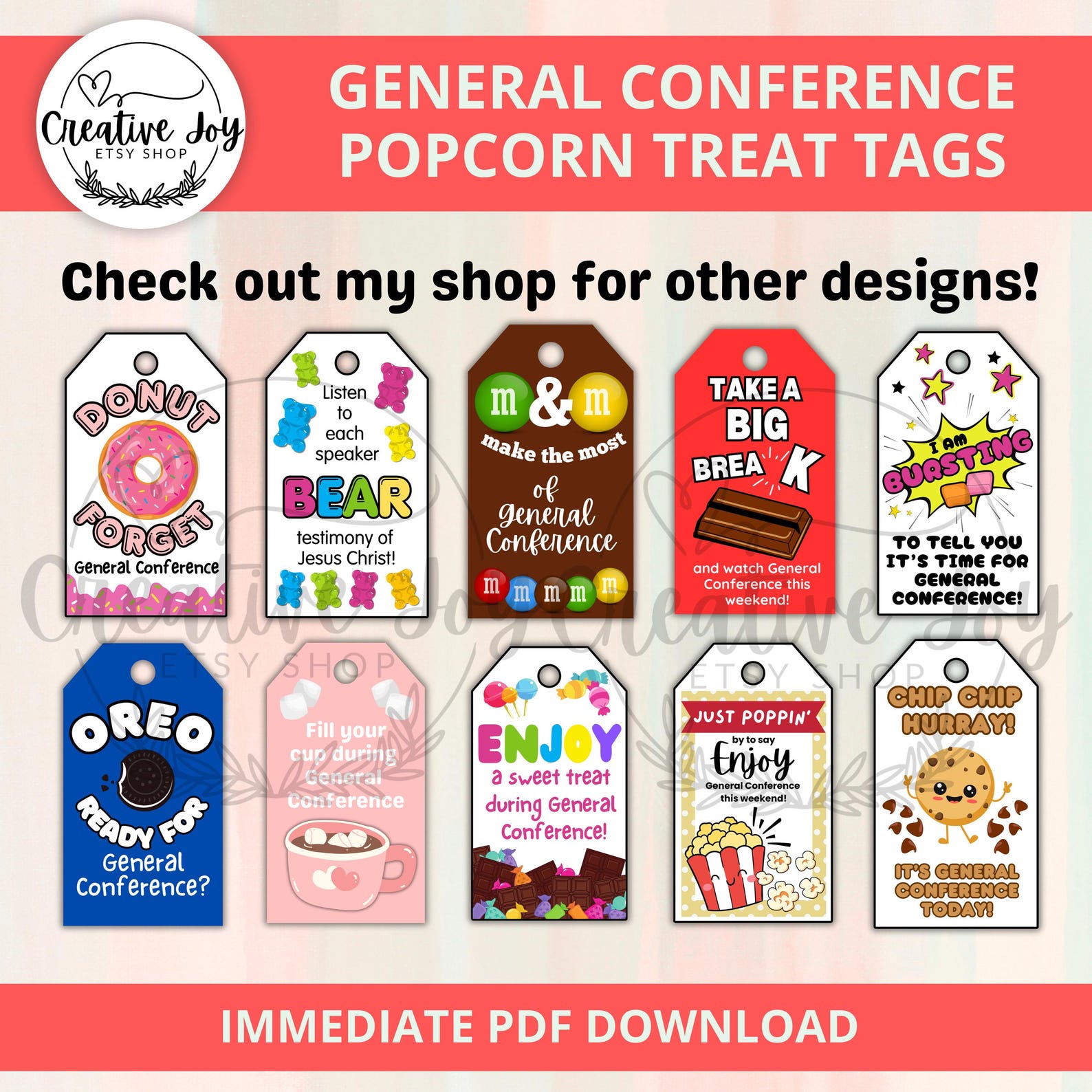 LDS General Conference POPCORN Treat Tag Printable | Young Women ...