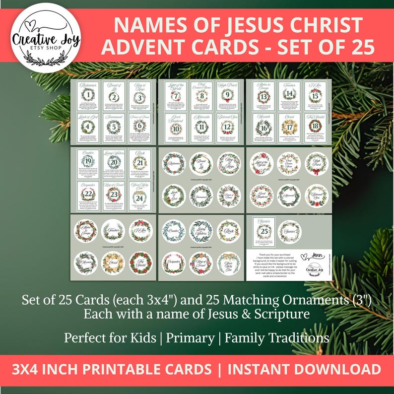 25 Names of Christ Advent Cards With Matching Ornaments | Printable ...
