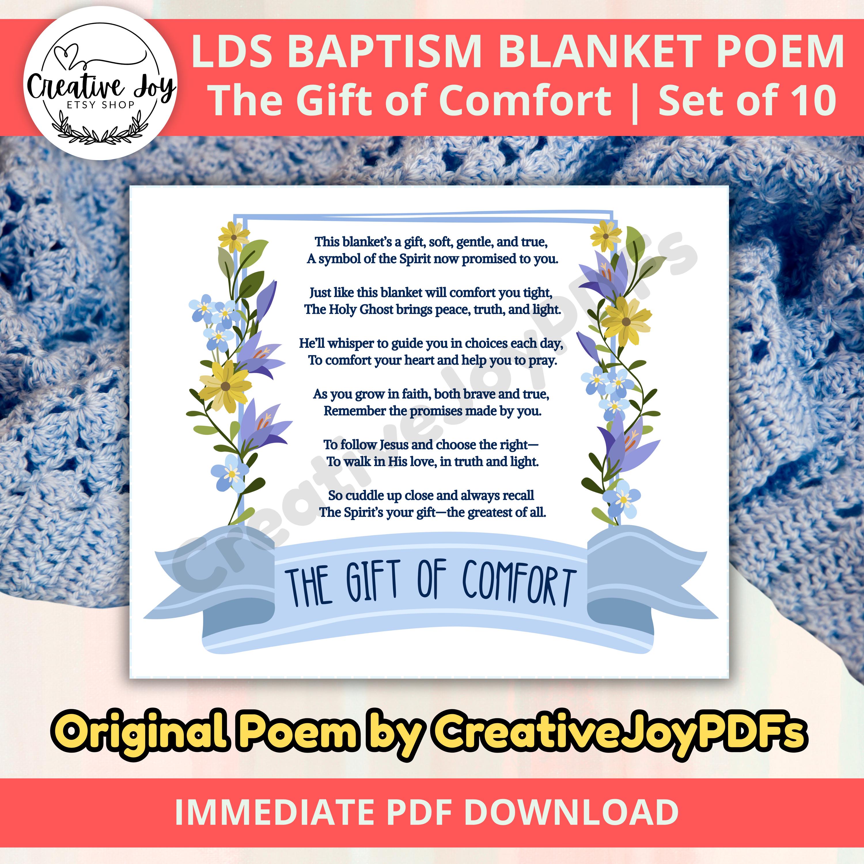 LDS Baptism Blanket Poem Set – the Gift of Comfort | Printable Primary ...