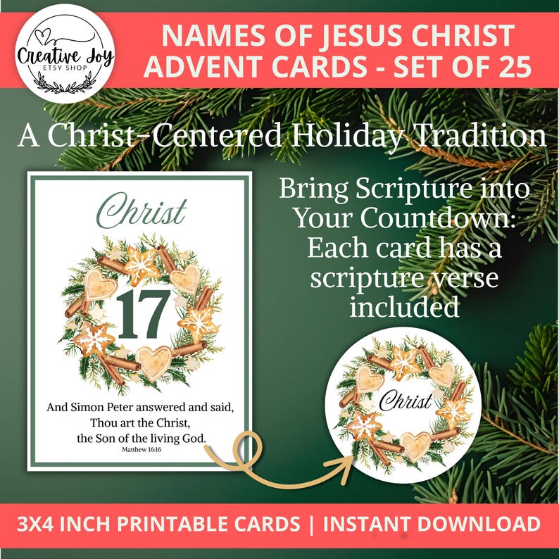 25 Names of Christ Advent Cards With Matching Ornaments | Printable ...