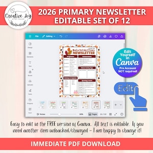 2026 LDS Primary Newsletter Set • Editable Canva Templates • 12-month ...