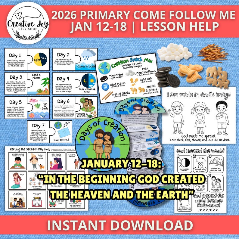 2026 Primary Come Follow Me Lesson Help | January 12-18 | Genesis Moses ...