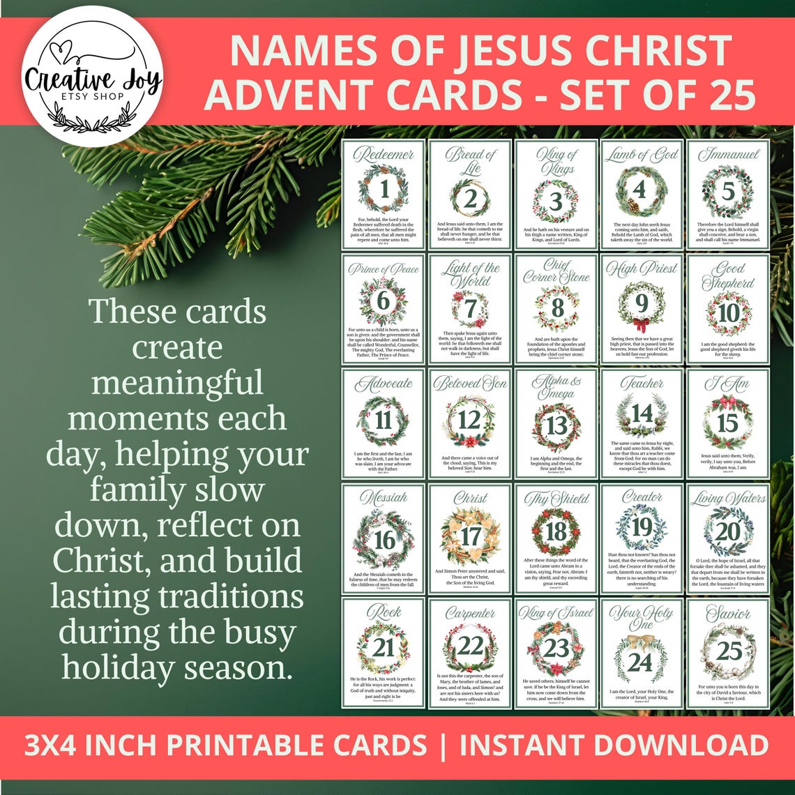 25 Names of Christ Advent Cards With Matching Ornaments | Printable ...