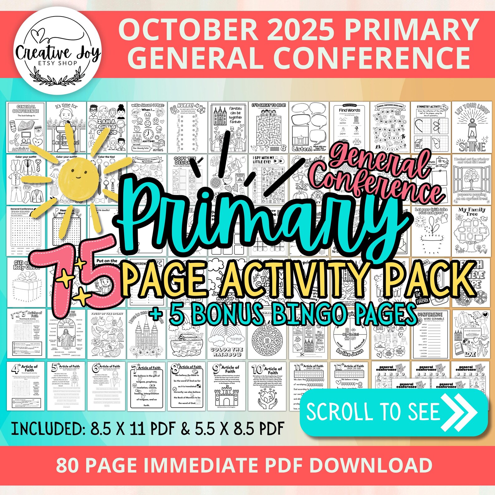 Primary LDS General Conference Packet October Fall | 80 Fun Activities ...