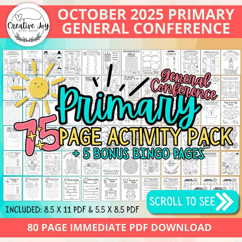 Primary LDS General Conference Packet October 2025 | 80 Fun Activities for Kids | Coloring ...