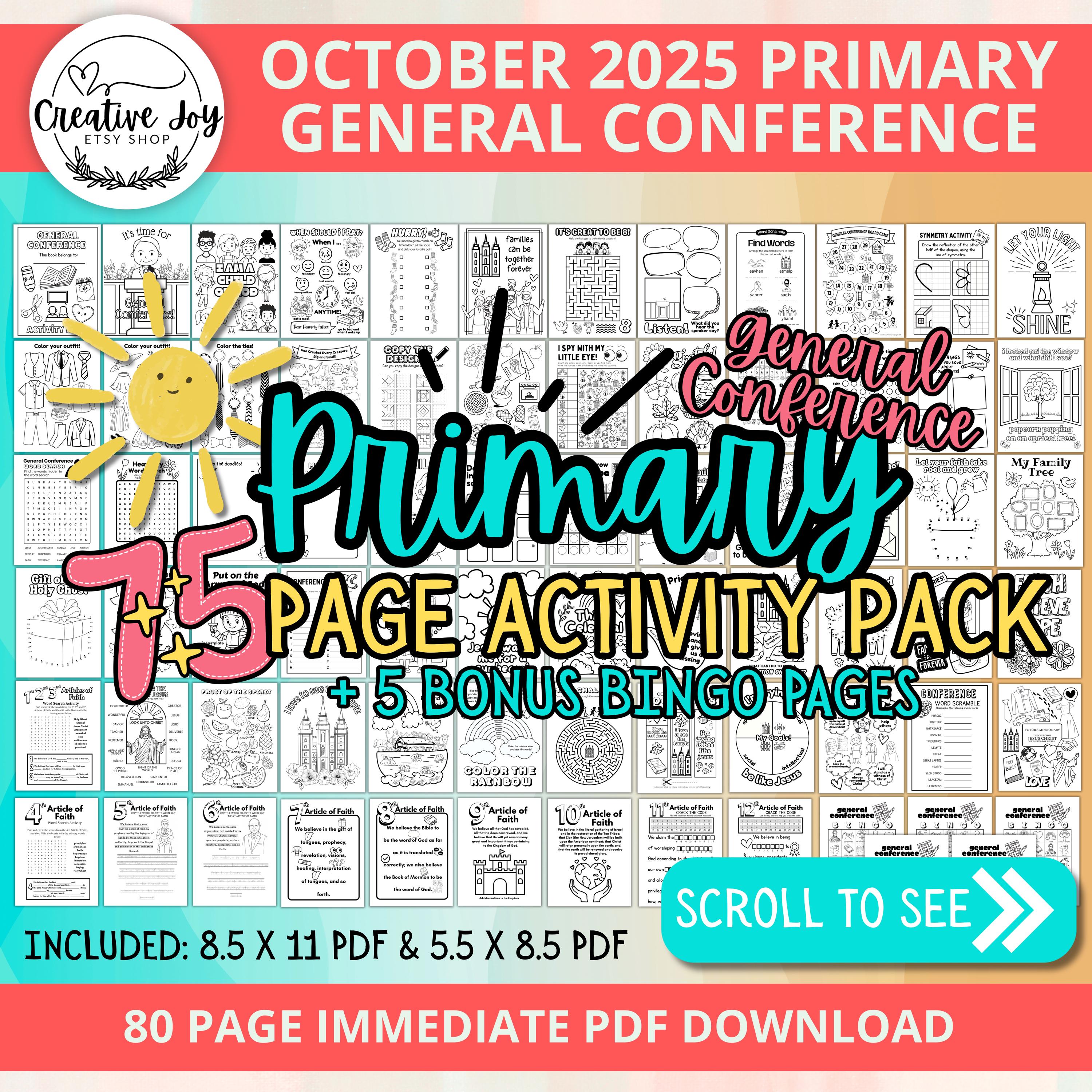 Primary LDS General Conference Packet October 2025 | 80 Fun Activities ...