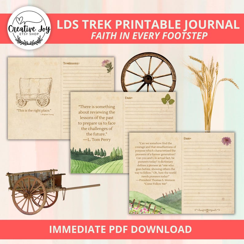 LDS Trek Journal Printable | Pioneer Handcart Trek | Faith Quotes ...