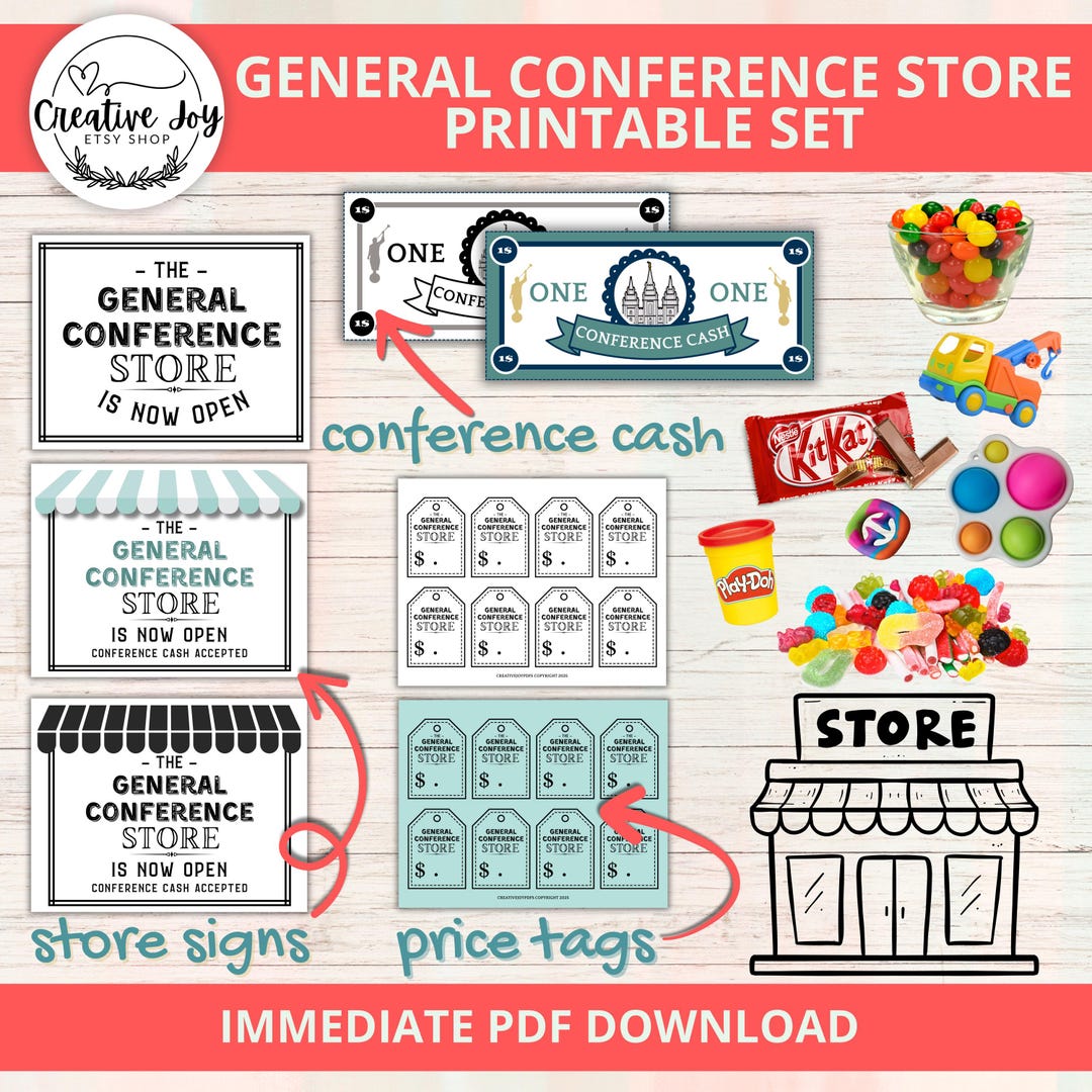 LDS General Conference Store Set | Printable Conference Cash | General ...