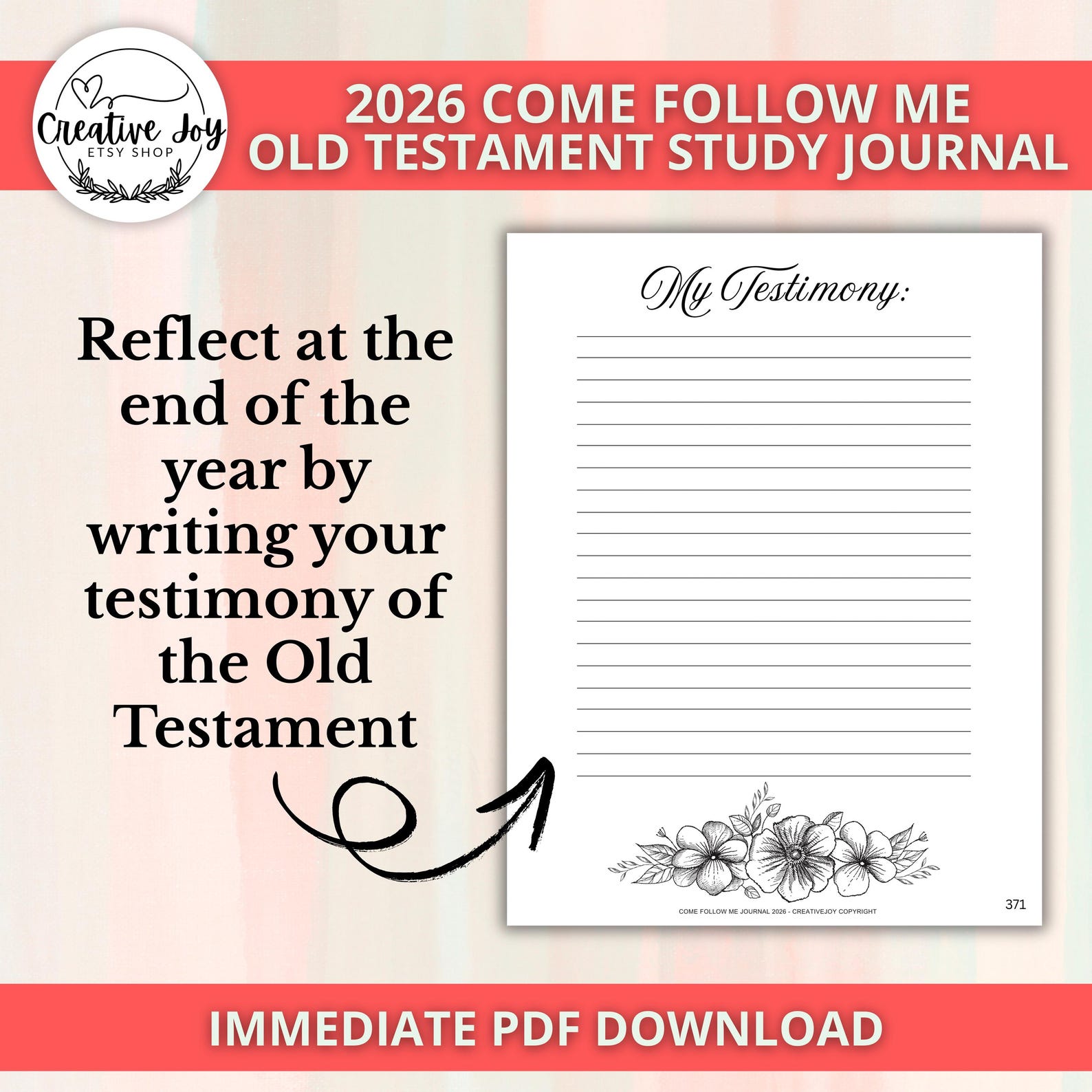 2026 Come Follow Me Old Testament Study Journal Workbook | Full Year ...