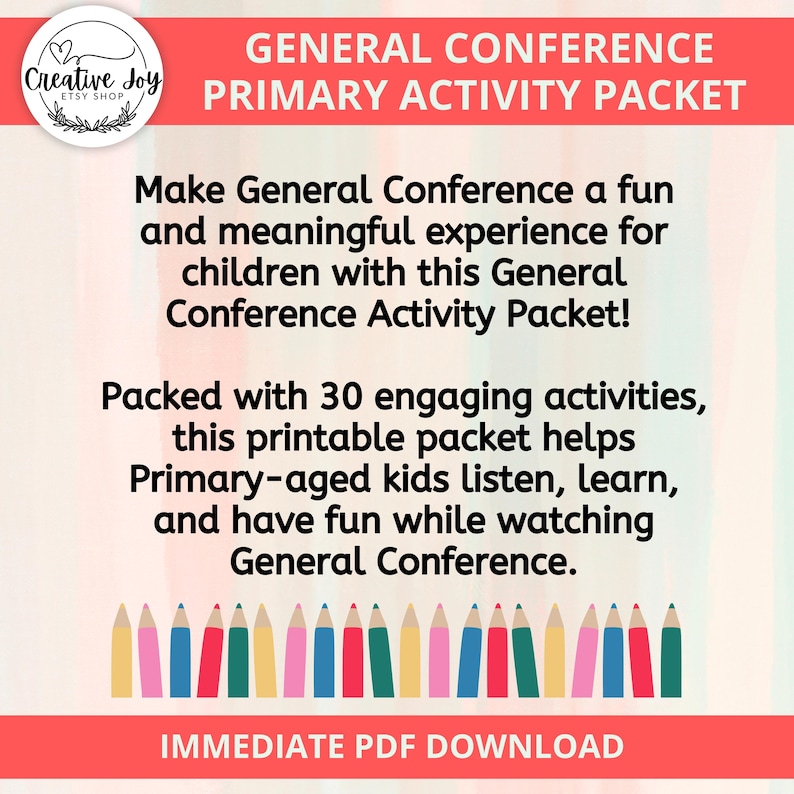 Primary General Conference Packet 2025 | 30 Fun LDS Activities for Kids ...