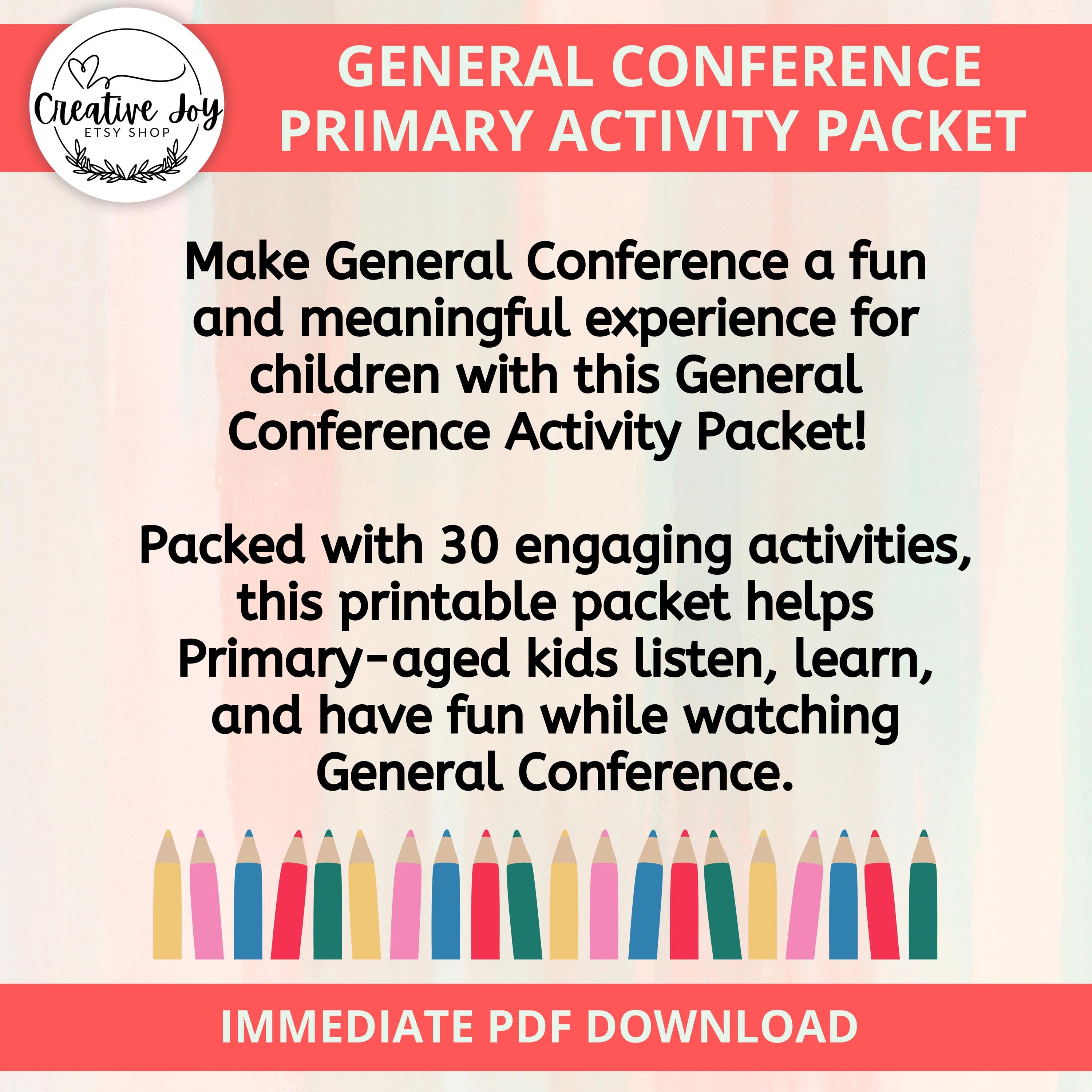 Primary General Conference Packet | 30 Fun LDS Activities for Kids With ...