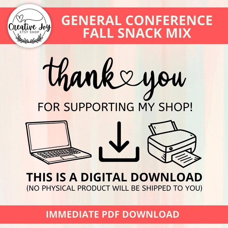 General Conference Snack Mix Treat Tags and Poster | Fall LDS ...