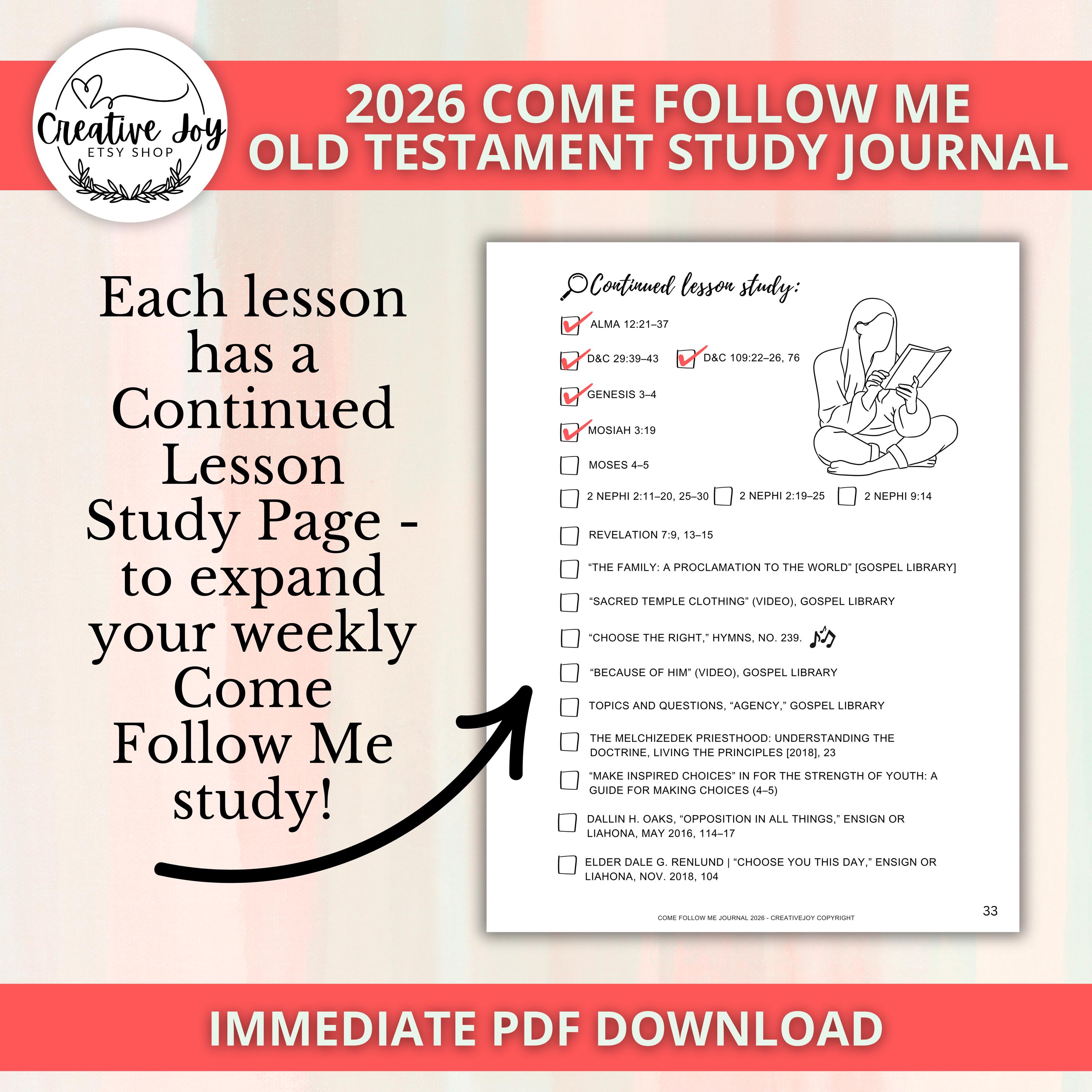 2026 Come Follow Me Old Testament Study Journal Workbook | Full Year ...