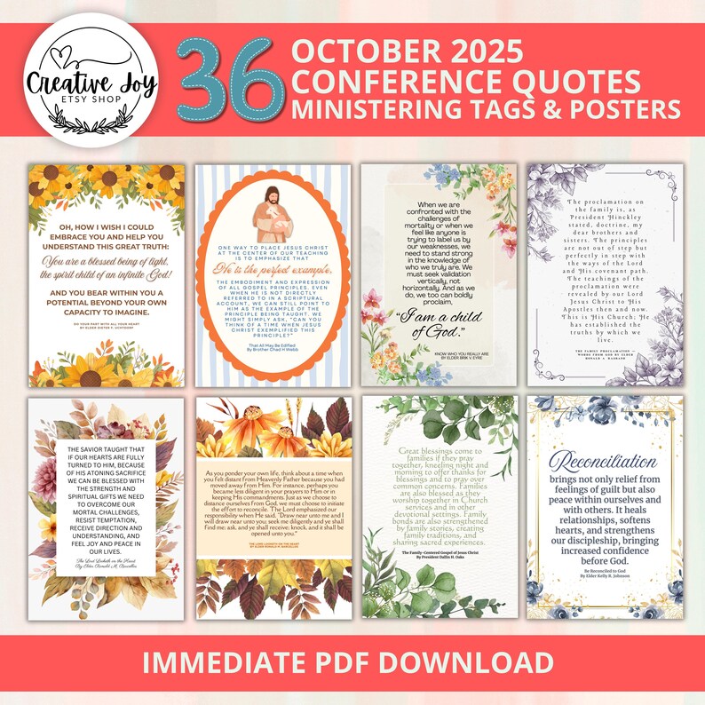 October 2025 General Conference Quotes – Set of 35 Printable Cards ...