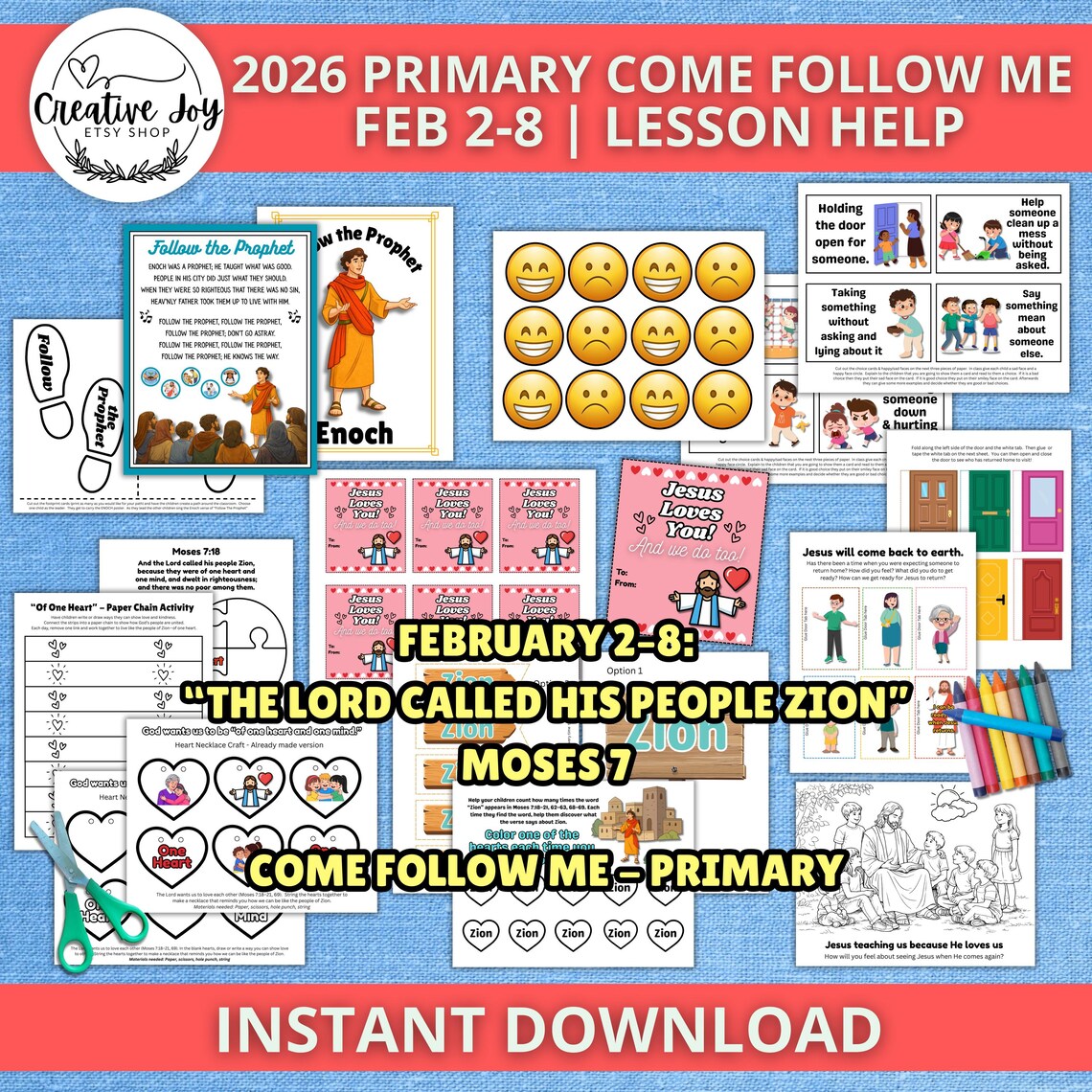 2026 Come Follow Me Primary Lesson Helps | Feb 2–8 | Moses 7 | Zion One ...