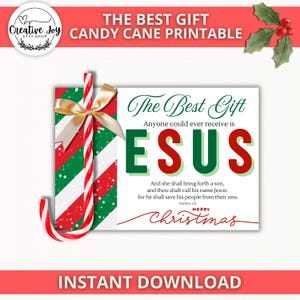 The Best Gift Candy Cane Jesus Christmas Tag Printable | LDS Christian ...