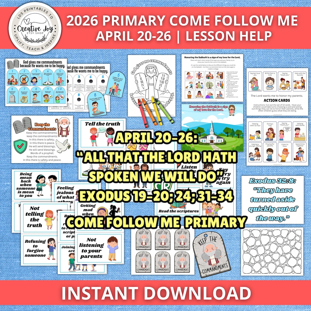 LDS Primary Come Follow Me 2026 April 20–26 | Ten Commandments ...