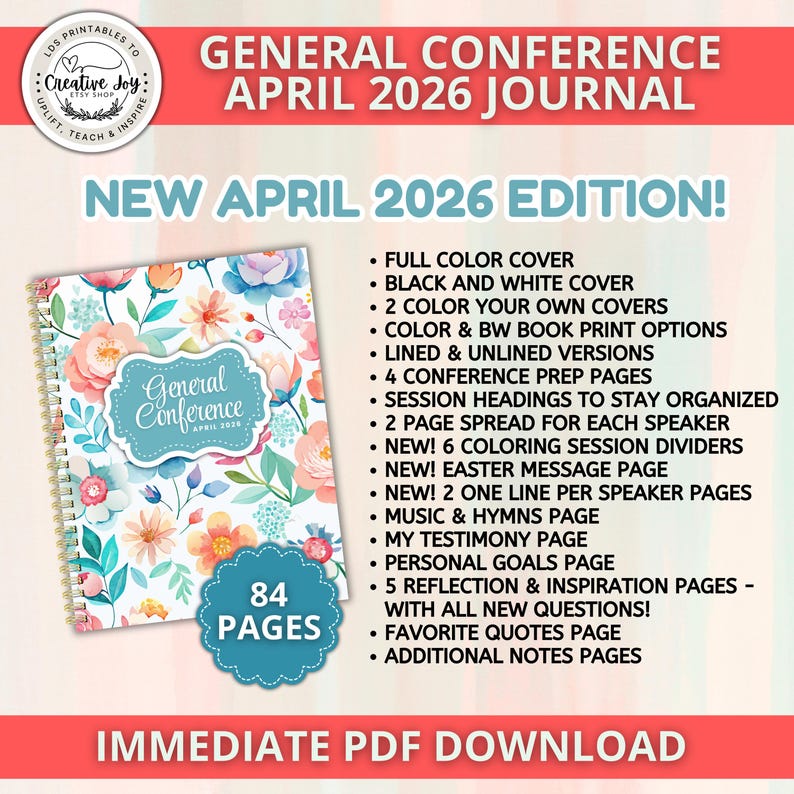 April 2026 General Conference Journal | LDS Conference Notebook ...