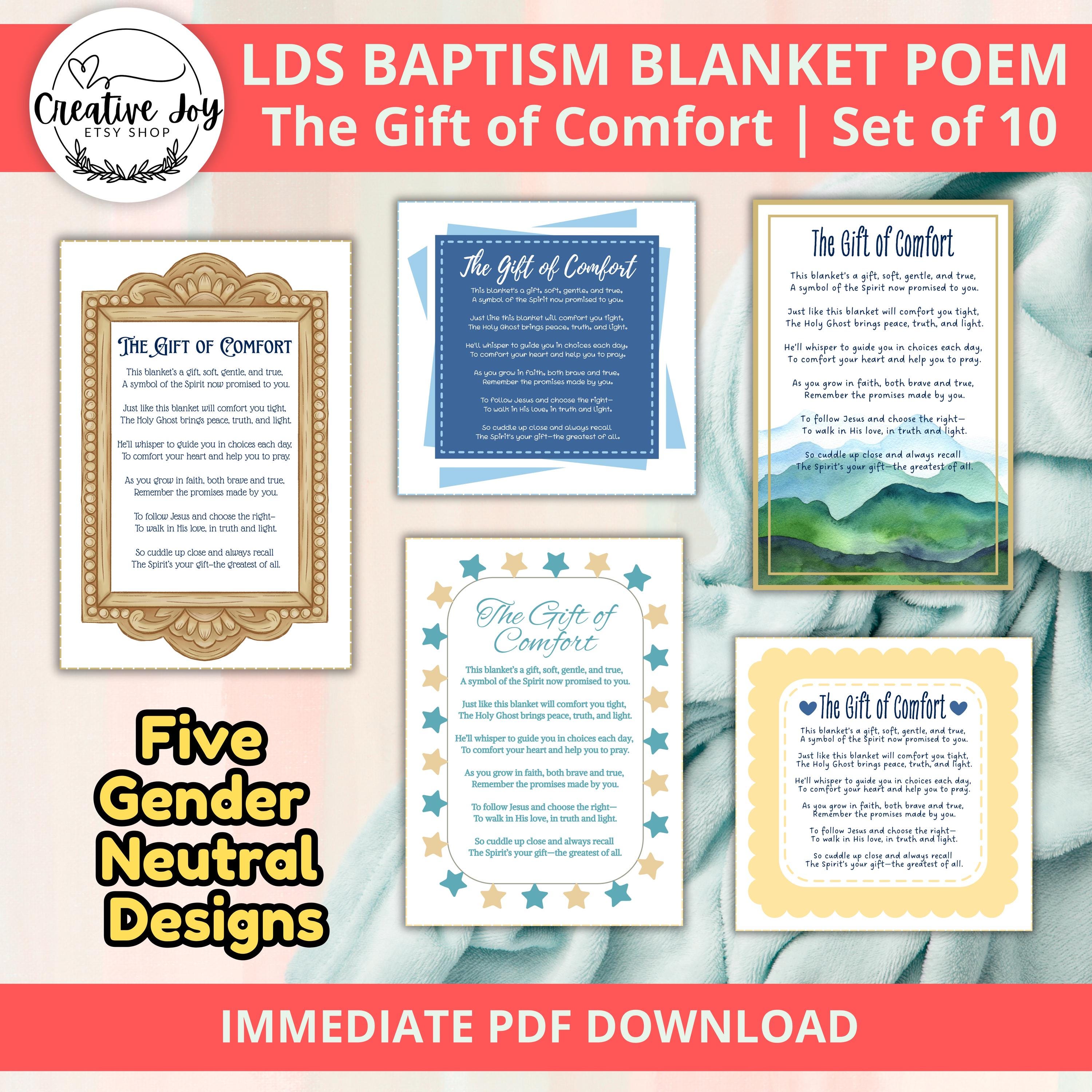 LDS Baptism Blanket Poem Set – the Gift of Comfort | Printable Primary ...