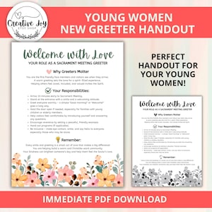 LDS Youth Greeter Handout | Young Women | Printable Handout for Sunday ...