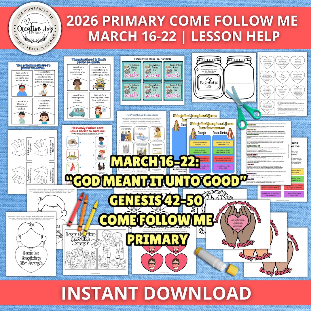2026 Primary Come Follow Me | March 16-22 Lesson Help | Genesis 42-50 ...