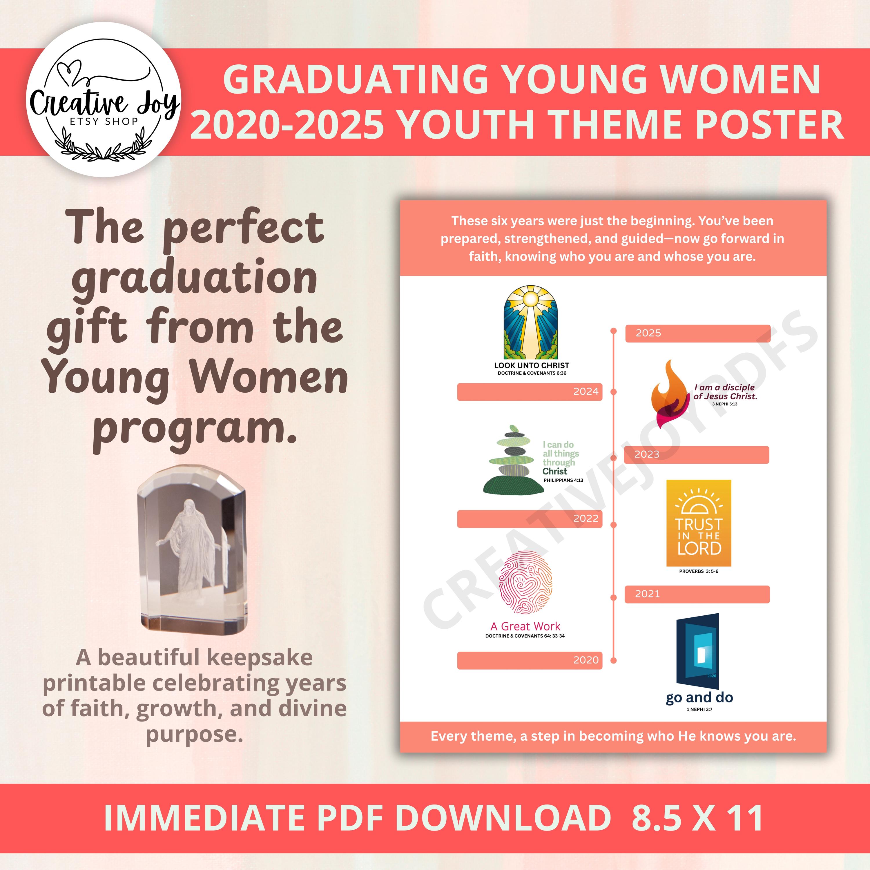 Young Women Graduation Gift | LDS YW Theme Printable Keepsake | 6 Years ...