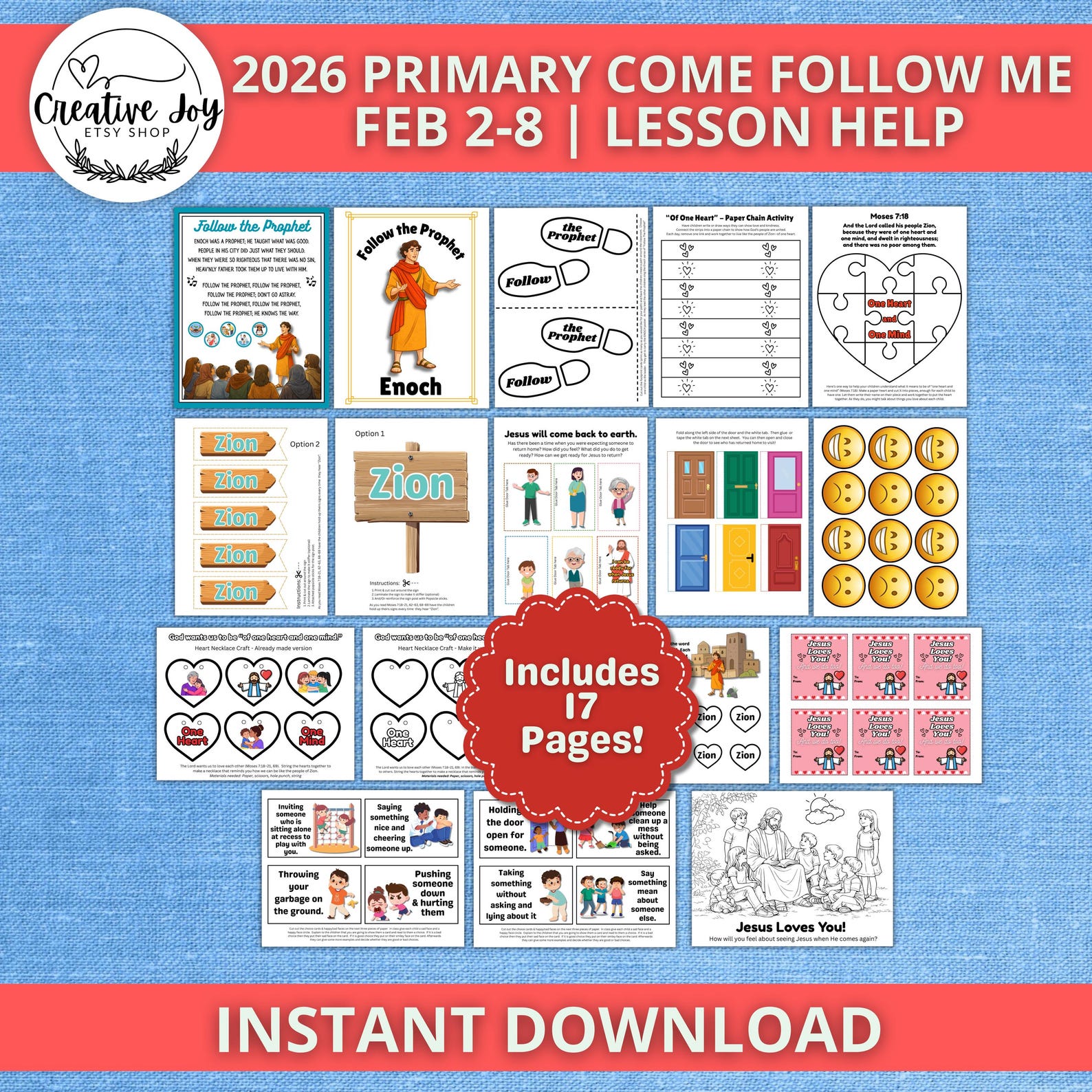 2026 Come Follow Me Primary Lesson Helps | Feb 2–8 | Moses 7 | Zion One ...