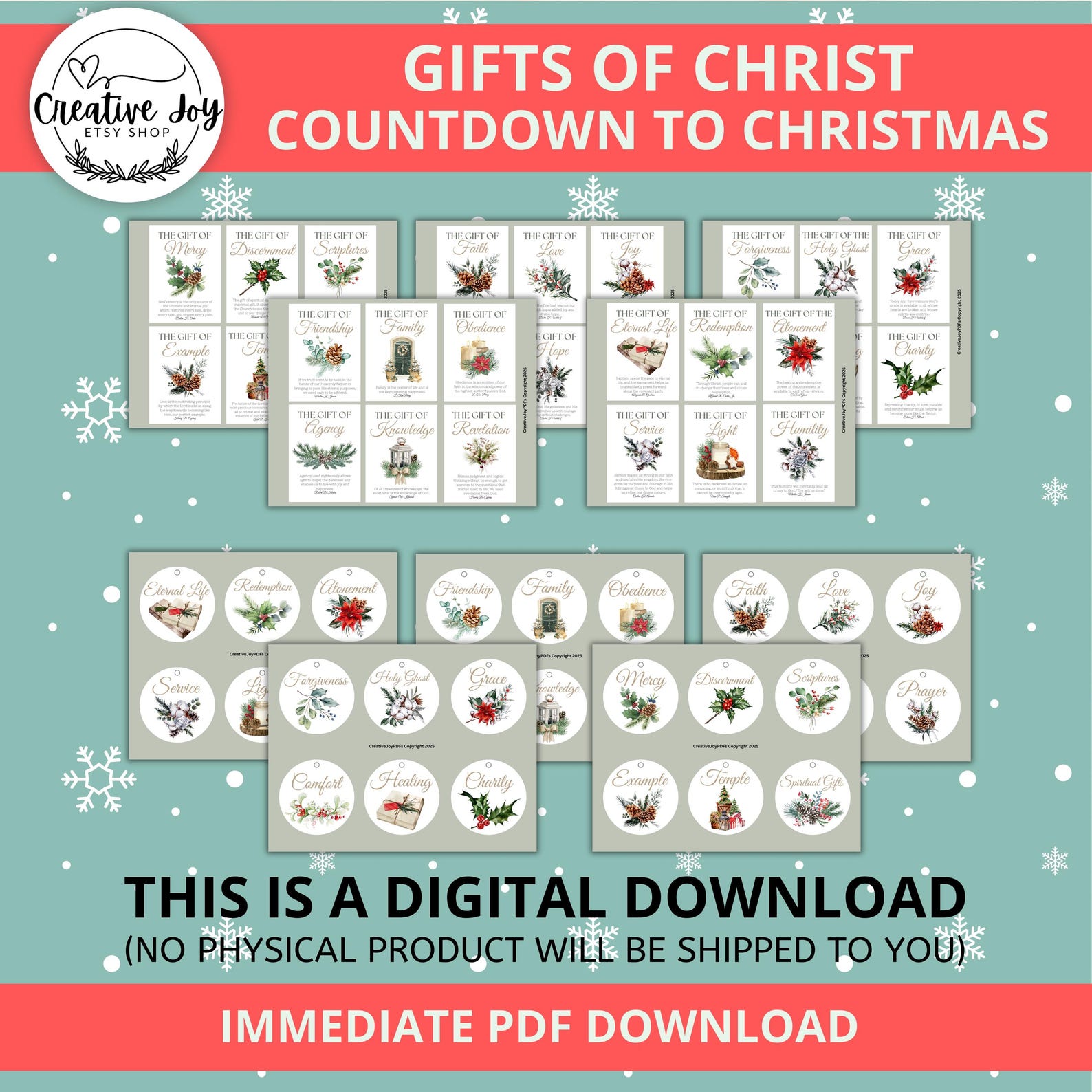 Gifts of Christ Christmas Countdown Cards | 30 Printable Cards ...