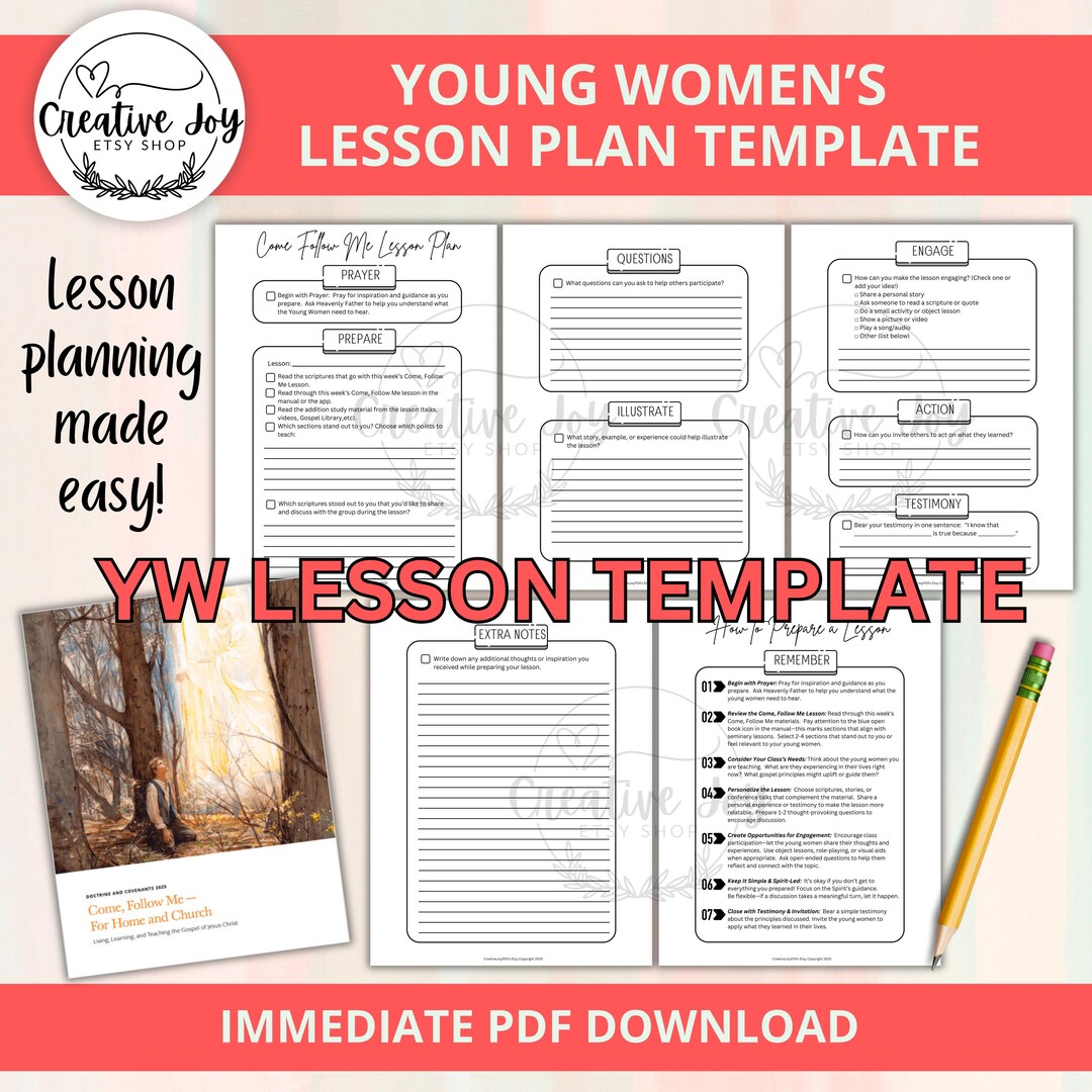 Young Women Lesson Plan Template | Come Follow Me | LDS Lesson Planning ...